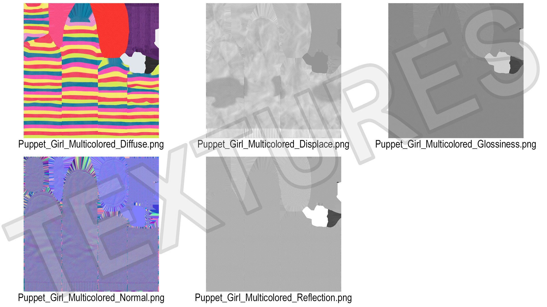 3D Sock Puppet Character Striped Girl Smiling Pose - TurboSquid 2268148