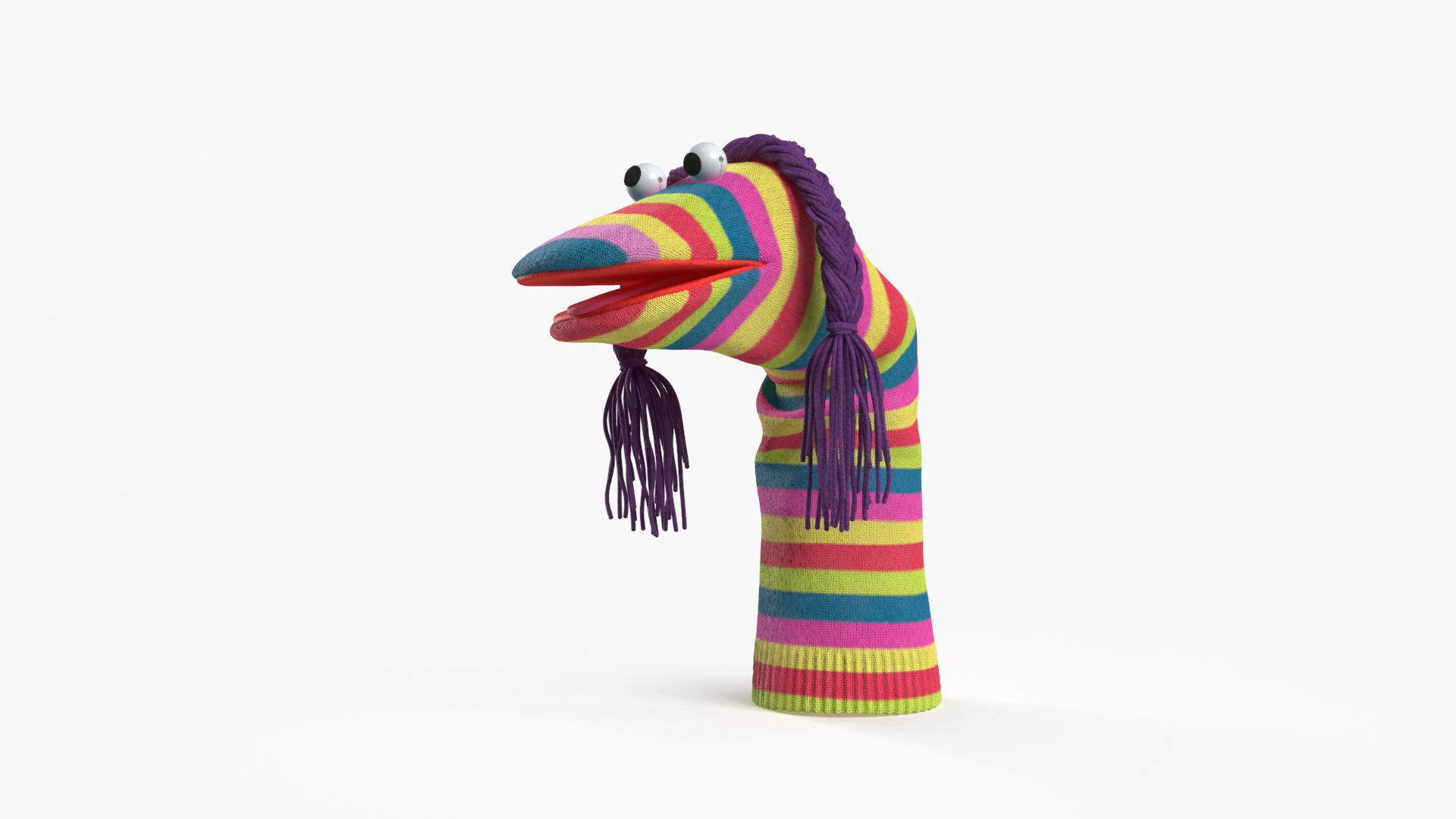 3D Sock Puppet Character Striped Girl Smiling Pose - TurboSquid 2268148