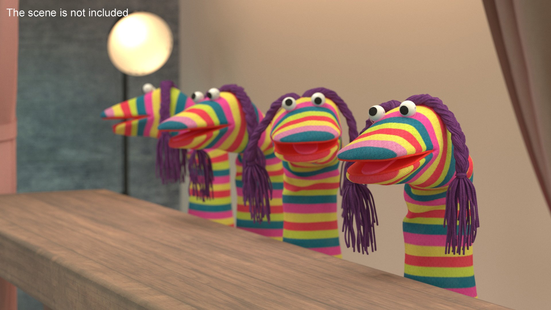 3D Sock Puppet Character Striped Girl Smiling Pose - TurboSquid 2268148