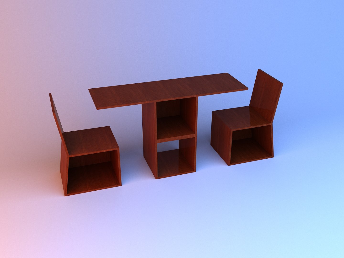 3D model Wood loft table and two chairs 3D model - TurboSquid 1735339