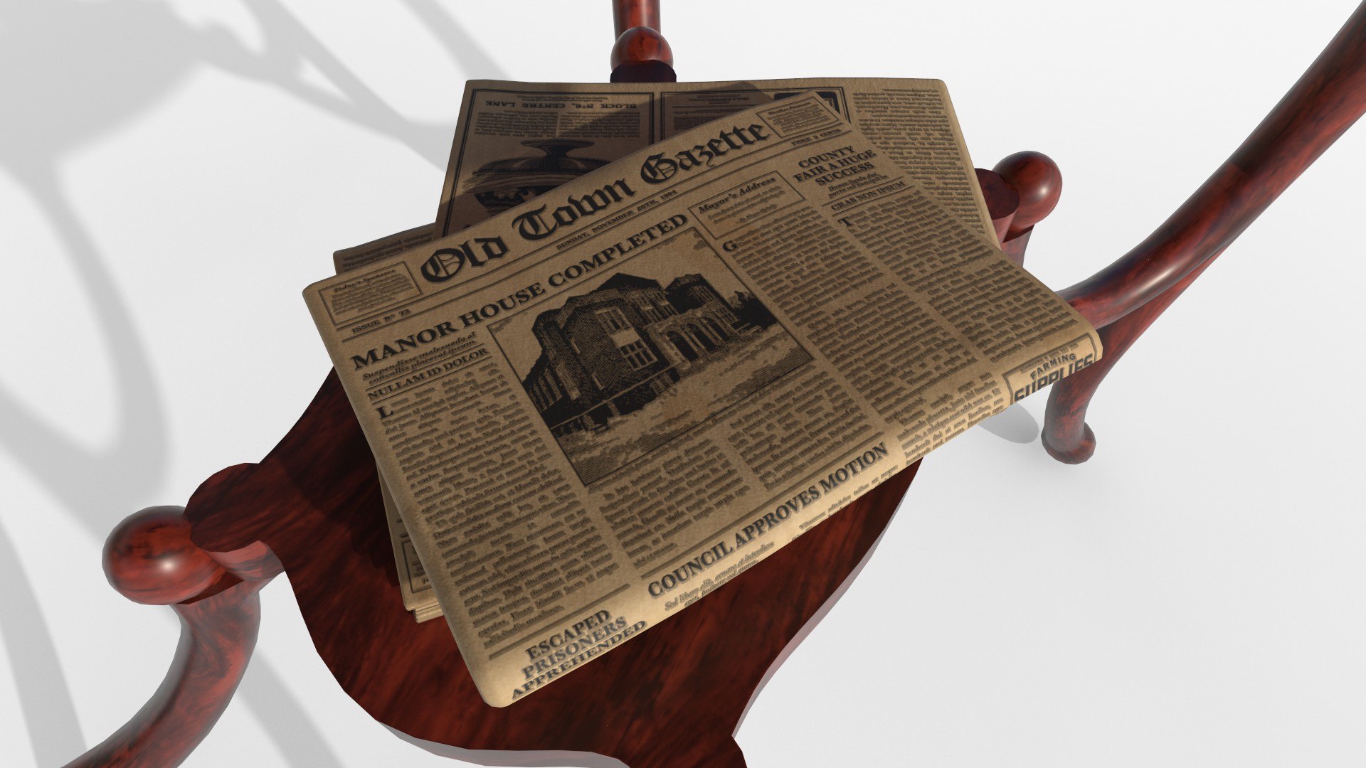 3D Victorian Living Room Table With Newspapers - TurboSquid 1916979