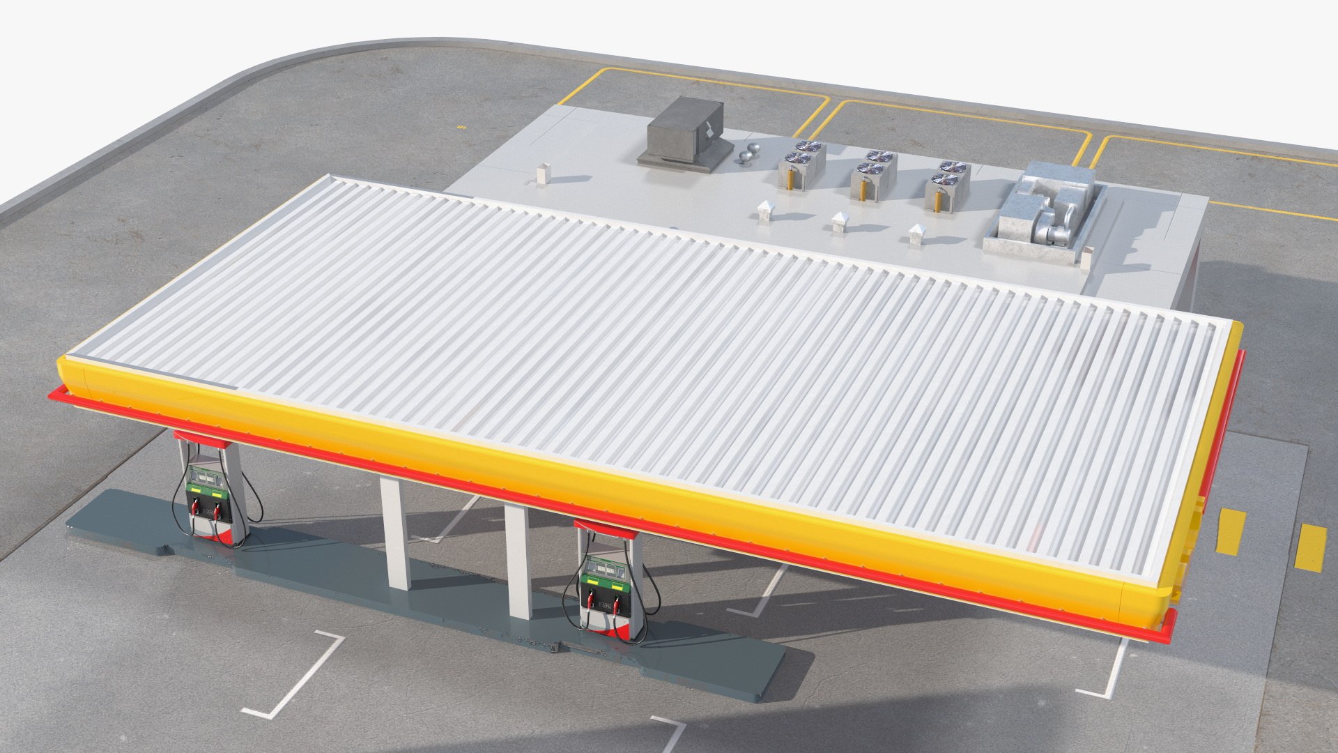 Shell Gas Station Small Model - TurboSquid 2116327