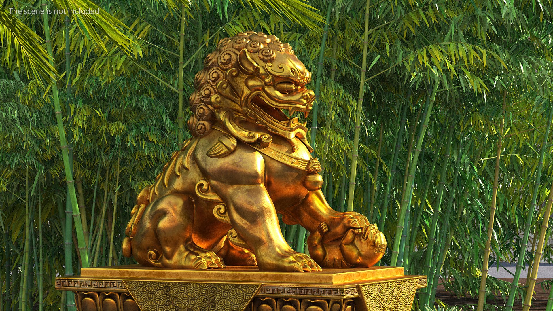 3D Chinese Guardian Lion Golden Sculpture - TurboSquid 2063777