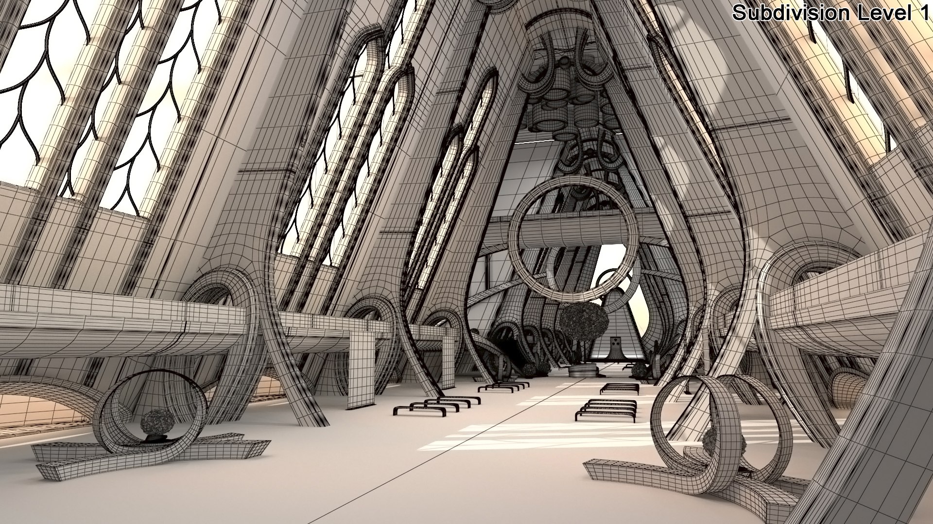 3D Sci-fi Futuristic Cathedral Church - TurboSquid 2119148