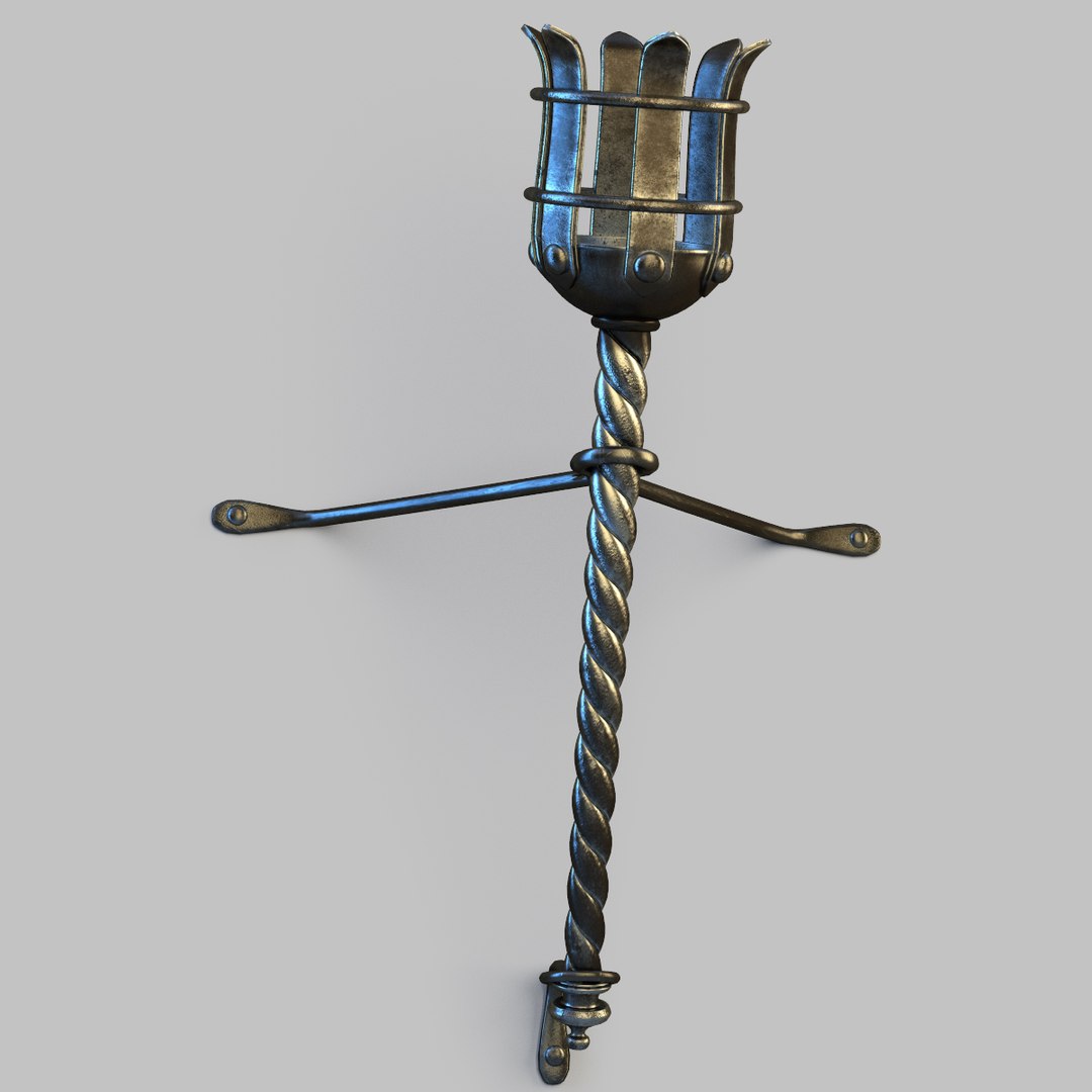 3d Model Metal Medieval Torch