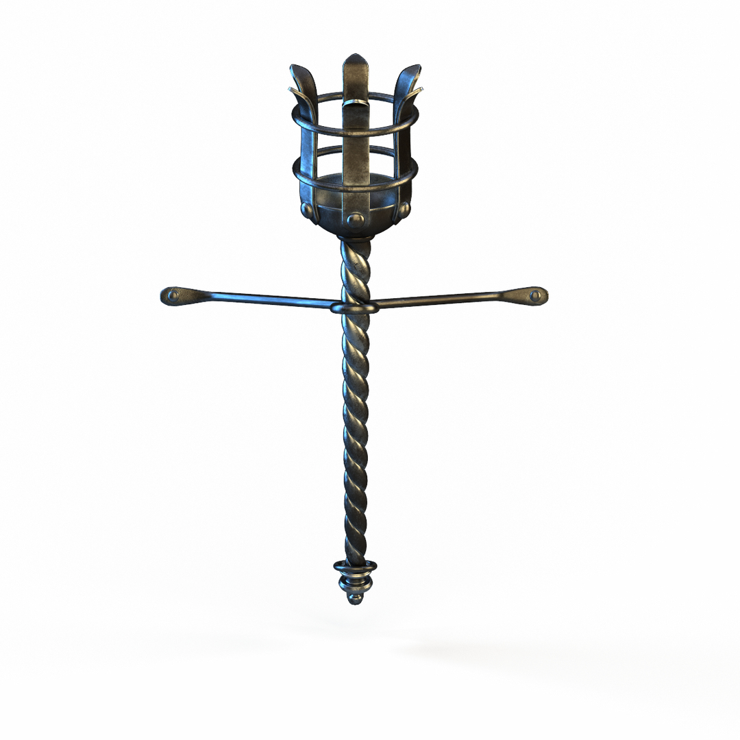 3d Model Metal Medieval Torch