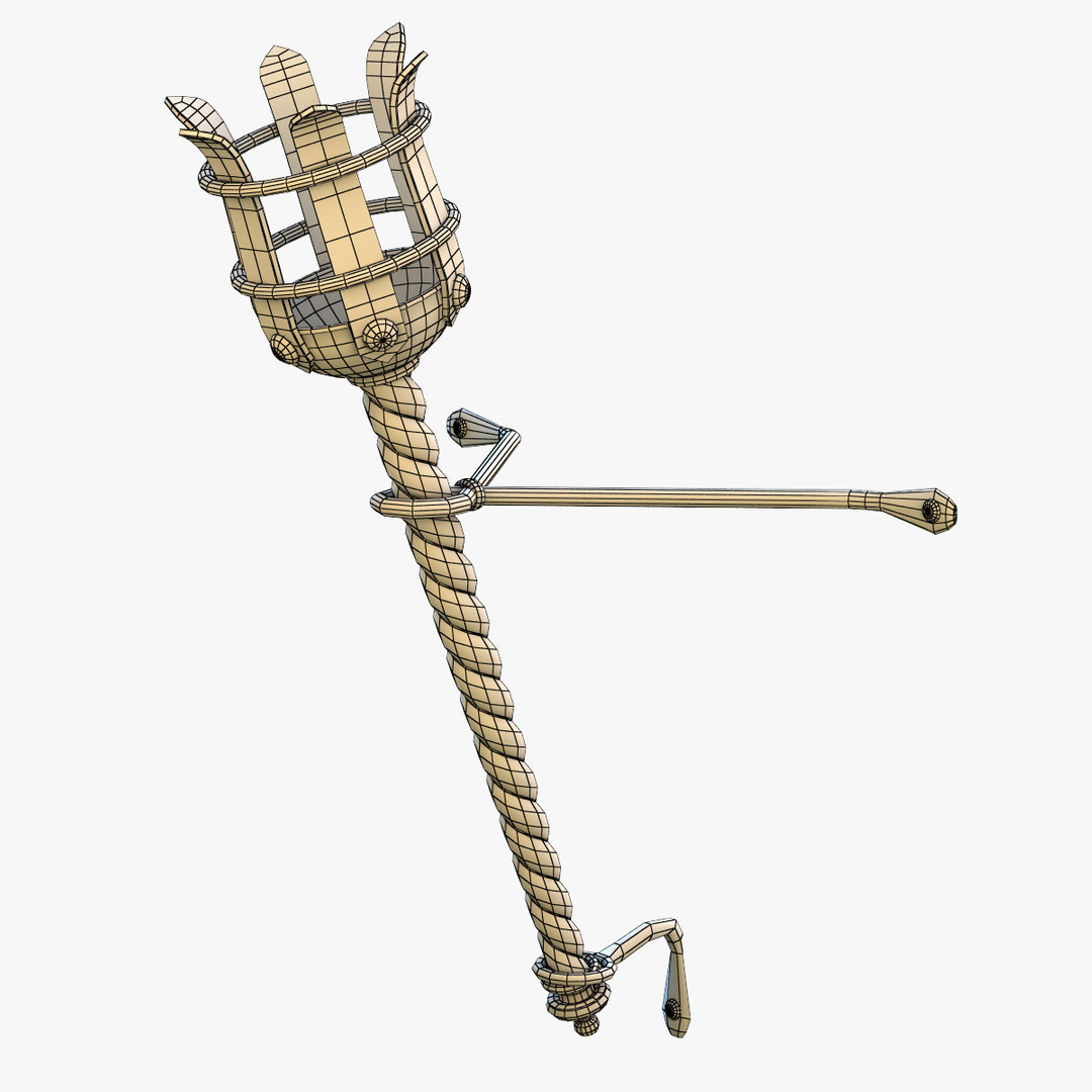 3d model metal medieval torch