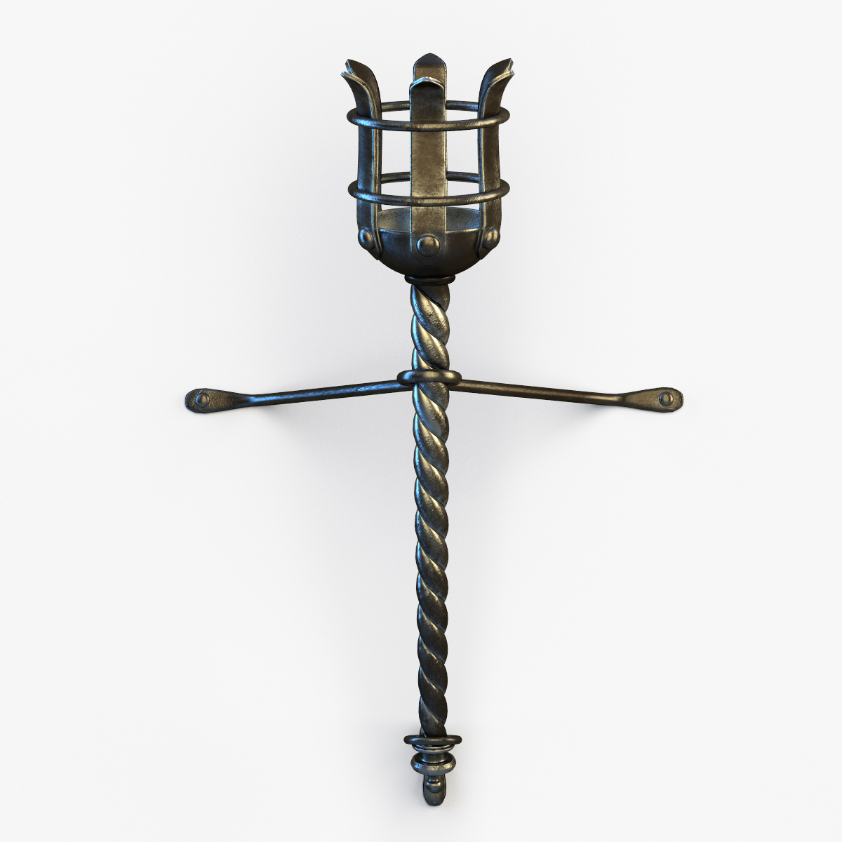 3d model metal medieval torch
