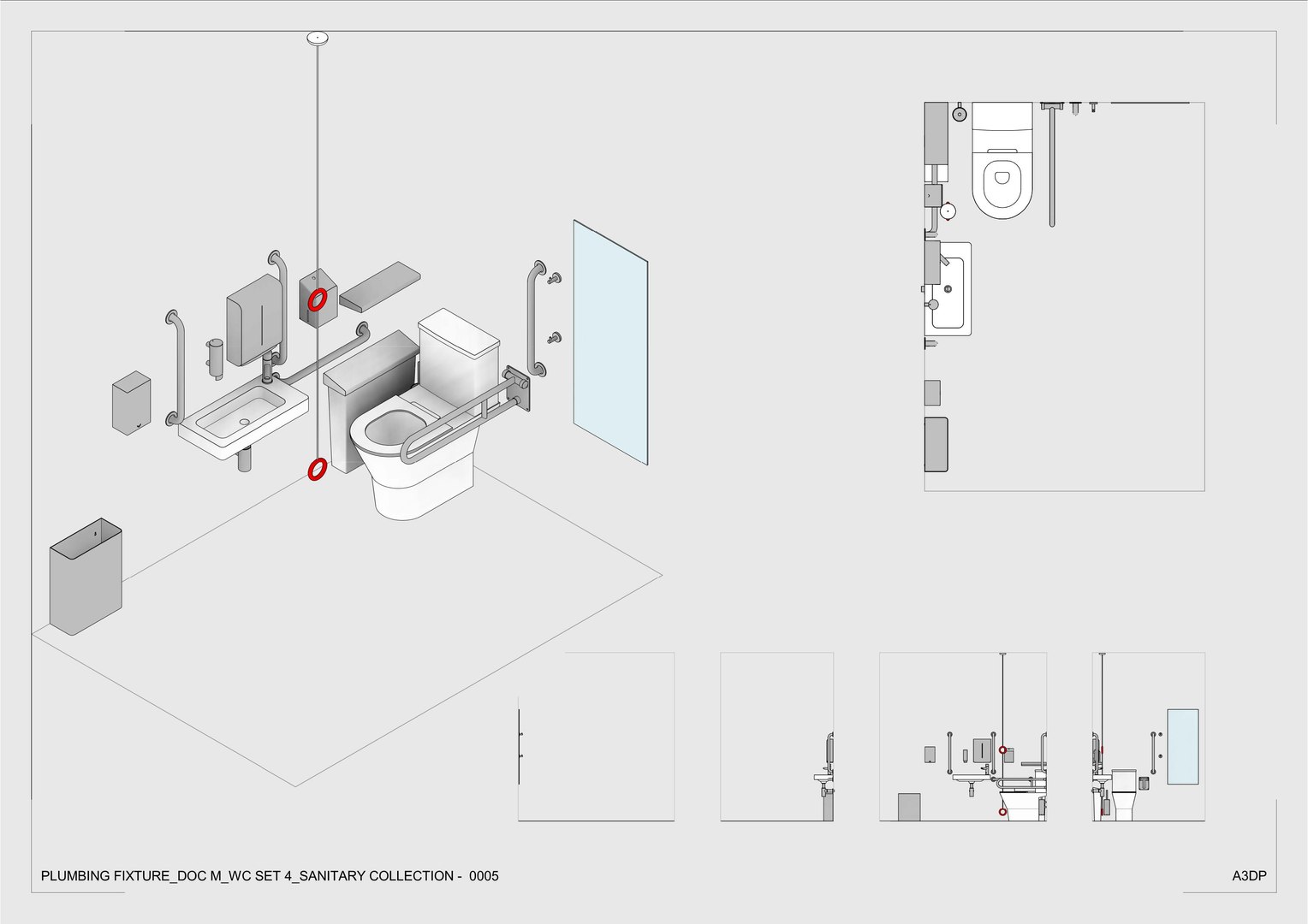 3D Revit Parametric Accessible WC Shower And Cubicle Collection ...
