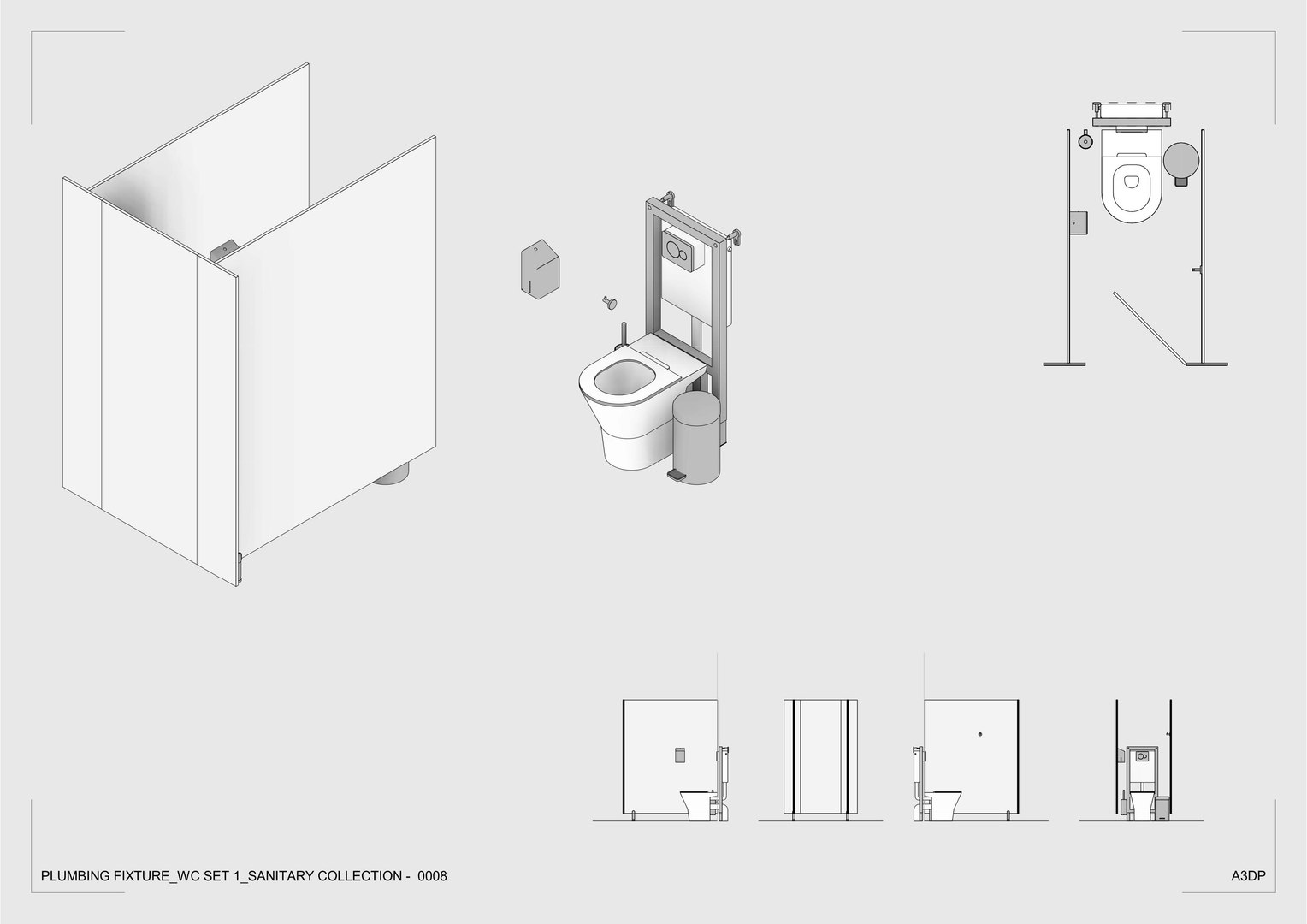 3D Revit Parametric Accessible WC Shower And Cubicle Collection ...