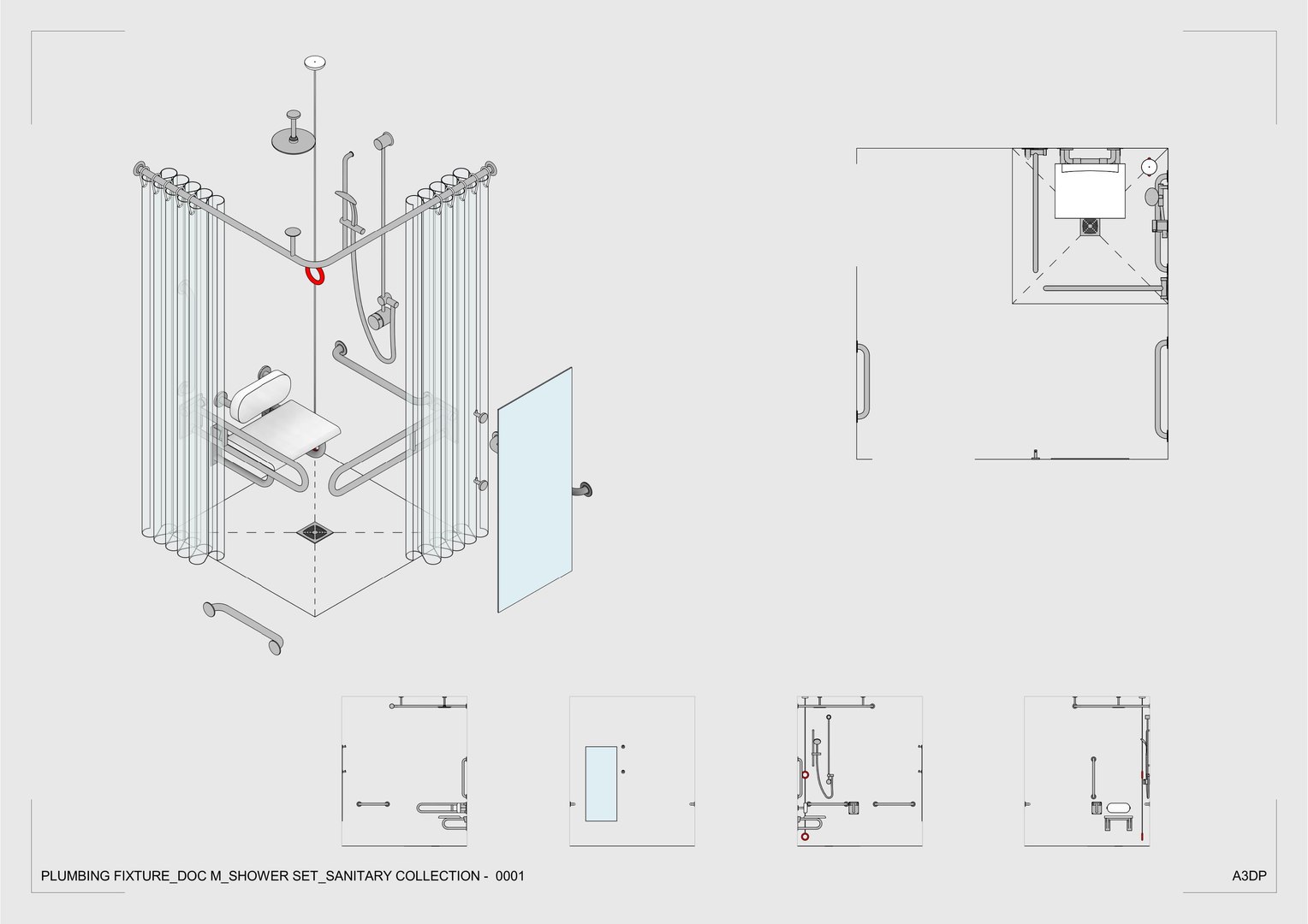 3D Revit Parametric Accessible WC Shower And Cubicle Collection ...
