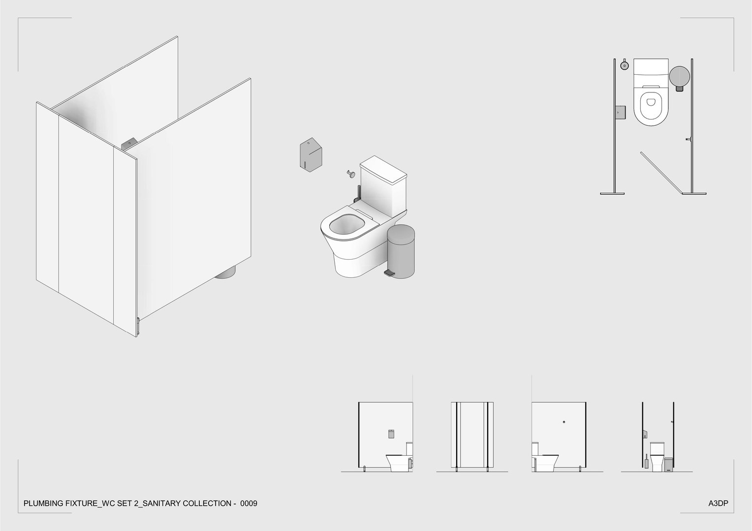 3D Revit Parametric Accessible WC Shower And Cubicle Collection ...