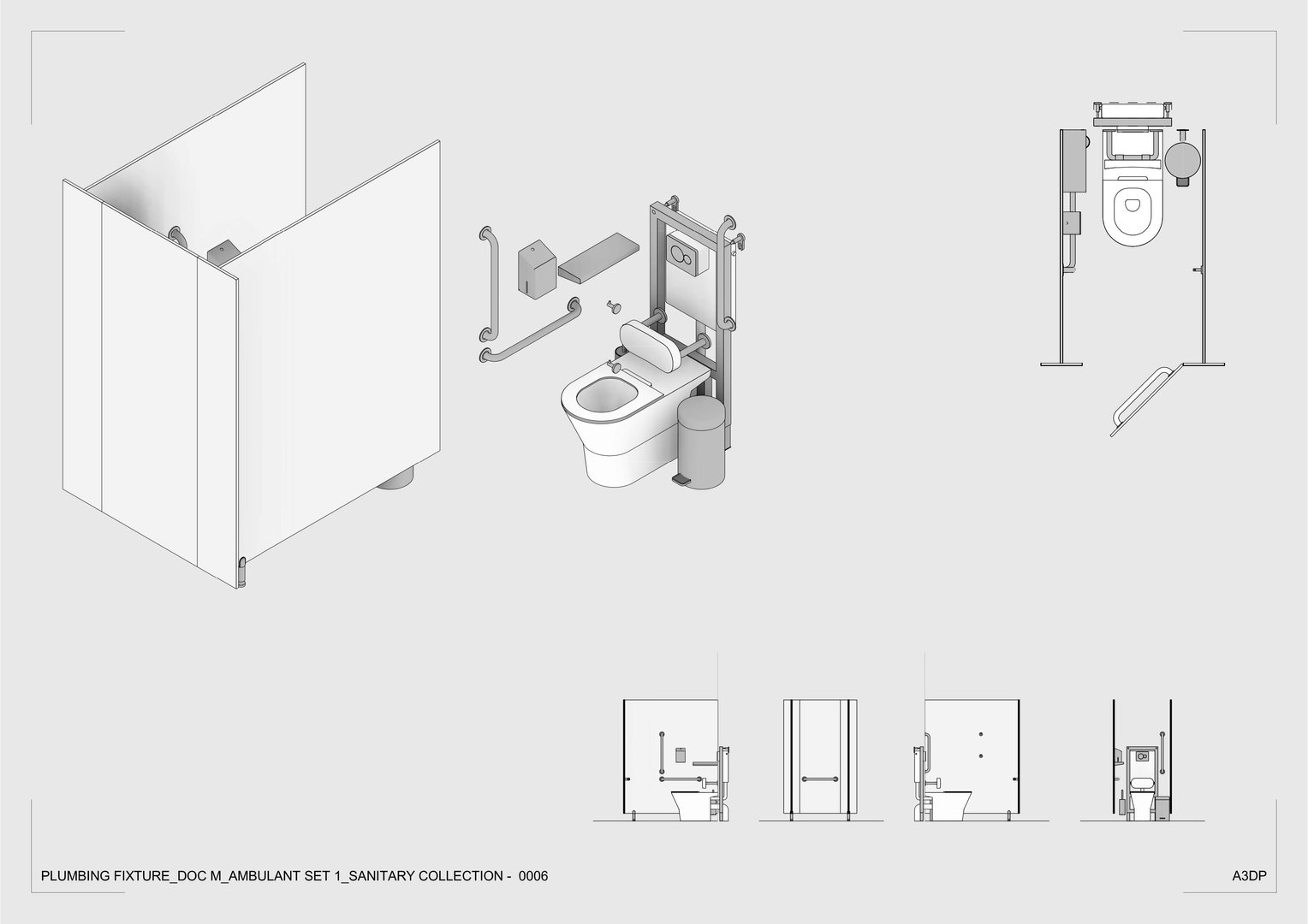 3D Revit Parametric Accessible WC Shower And Cubicle Collection ...