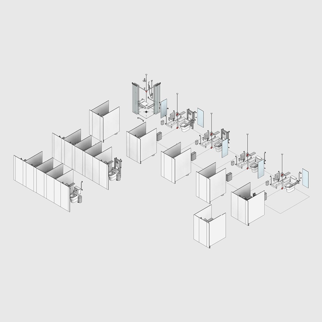 3D Revit Parametric Accessible WC Shower And Cubicle Collection ...