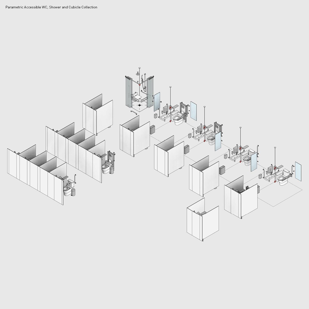 3D Revit Parametric Accessible WC Shower and Cubicle Collection ...