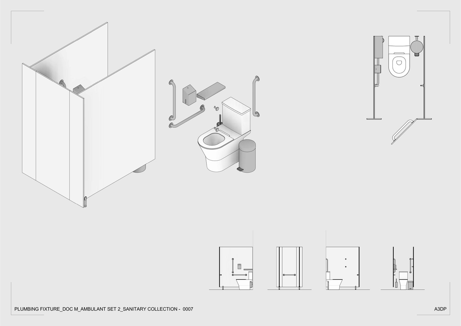 3D Revit Parametric Accessible WC Shower And Cubicle Collection ...