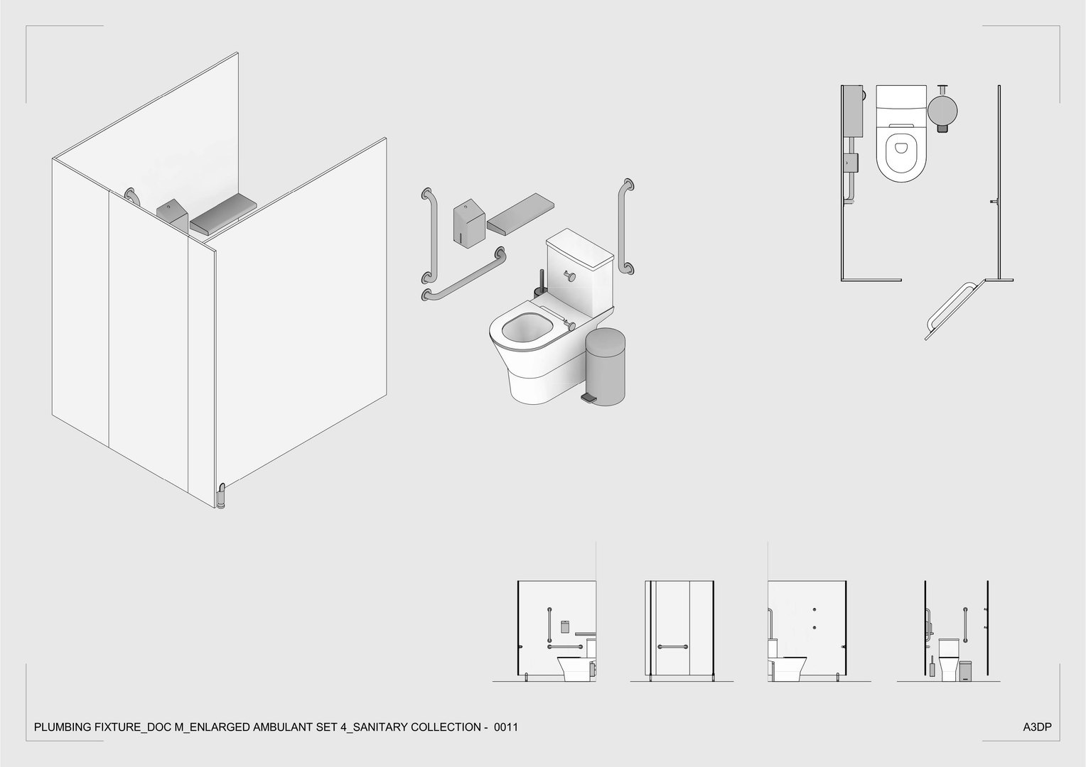 3D Revit Parametric Accessible WC Shower And Cubicle Collection ...