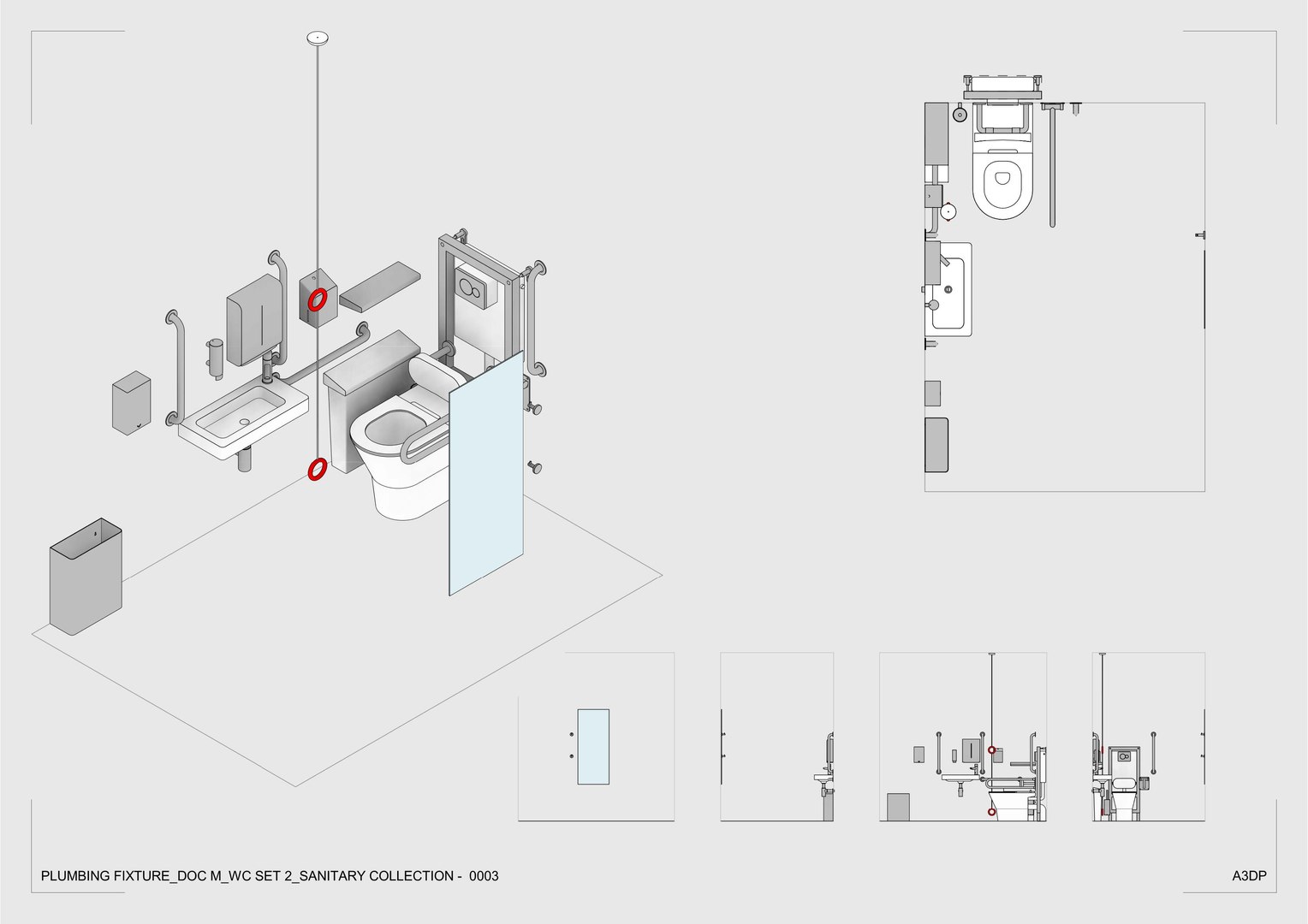 3D Revit Parametric Accessible WC Shower And Cubicle Collection ...