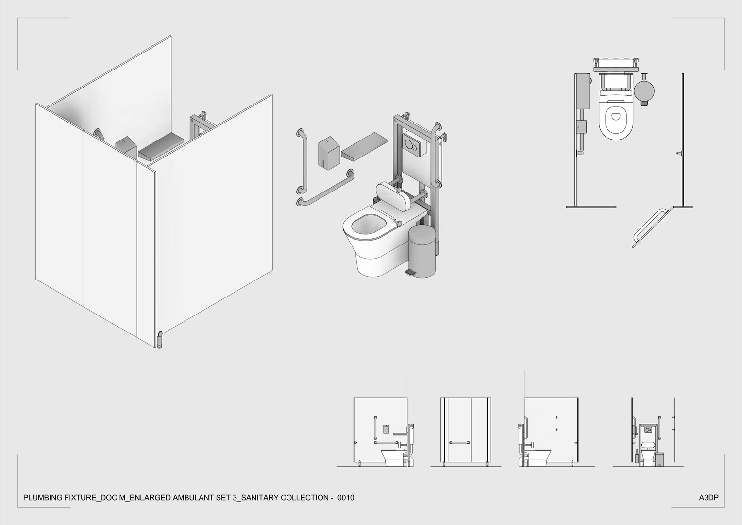 3D Revit Parametric Accessible WC Shower And Cubicle Collection ...