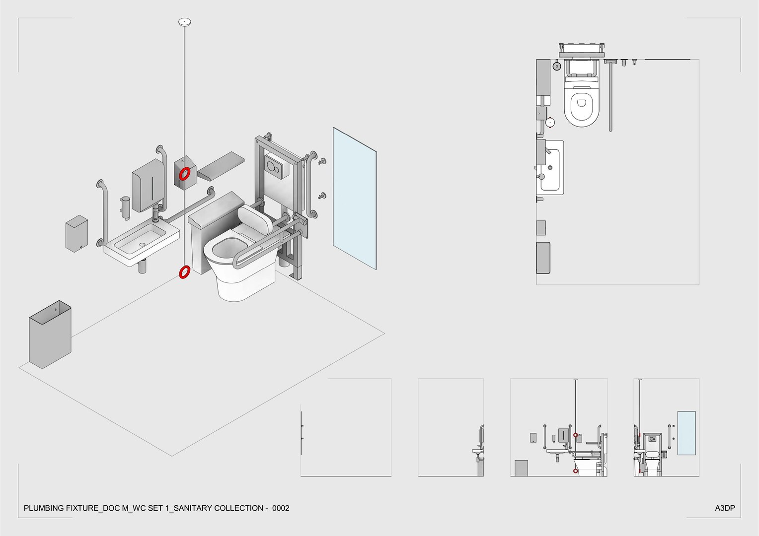 3D Revit Parametric Accessible WC Shower And Cubicle Collection ...