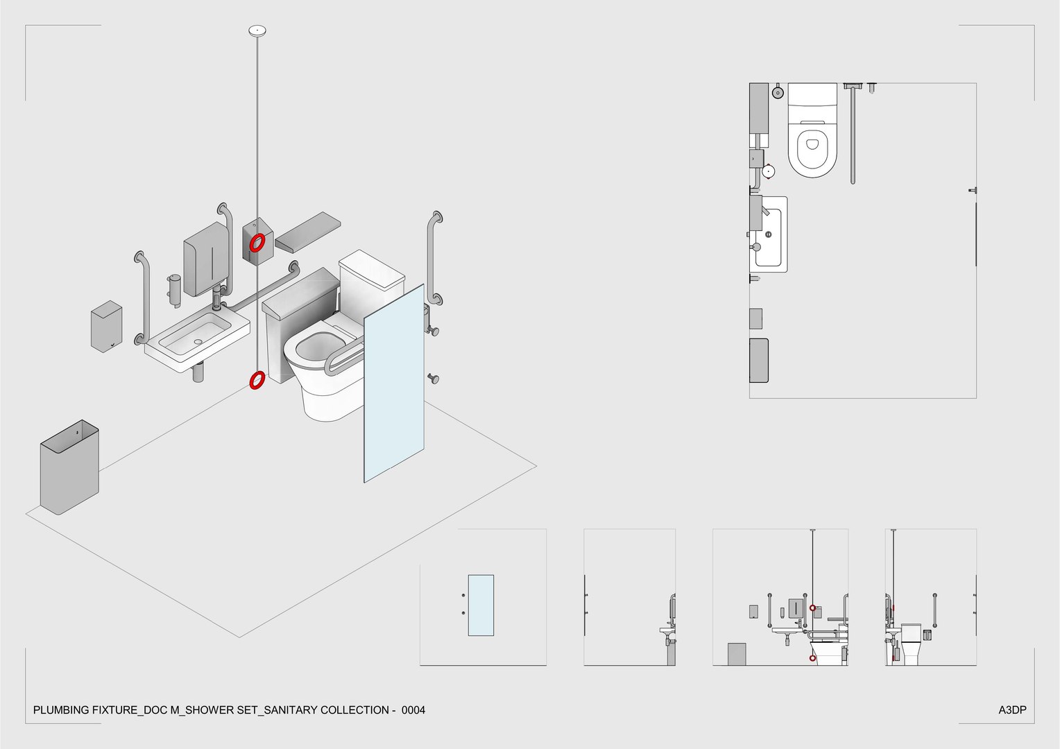 3D Revit Parametric Accessible WC Shower And Cubicle Collection ...