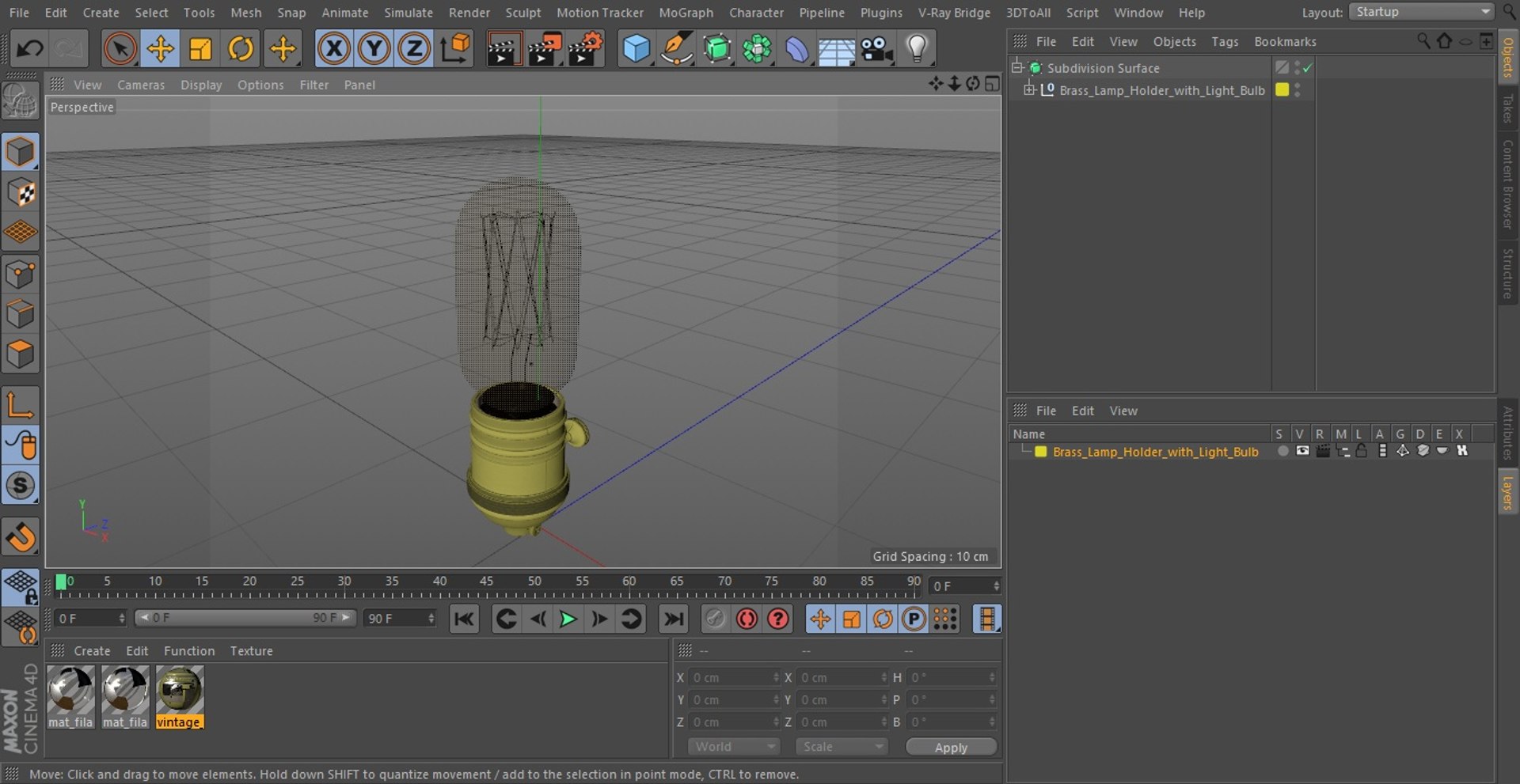 Brass Lamp Holder With Light Bulb 3D Model - TurboSquid 1835882