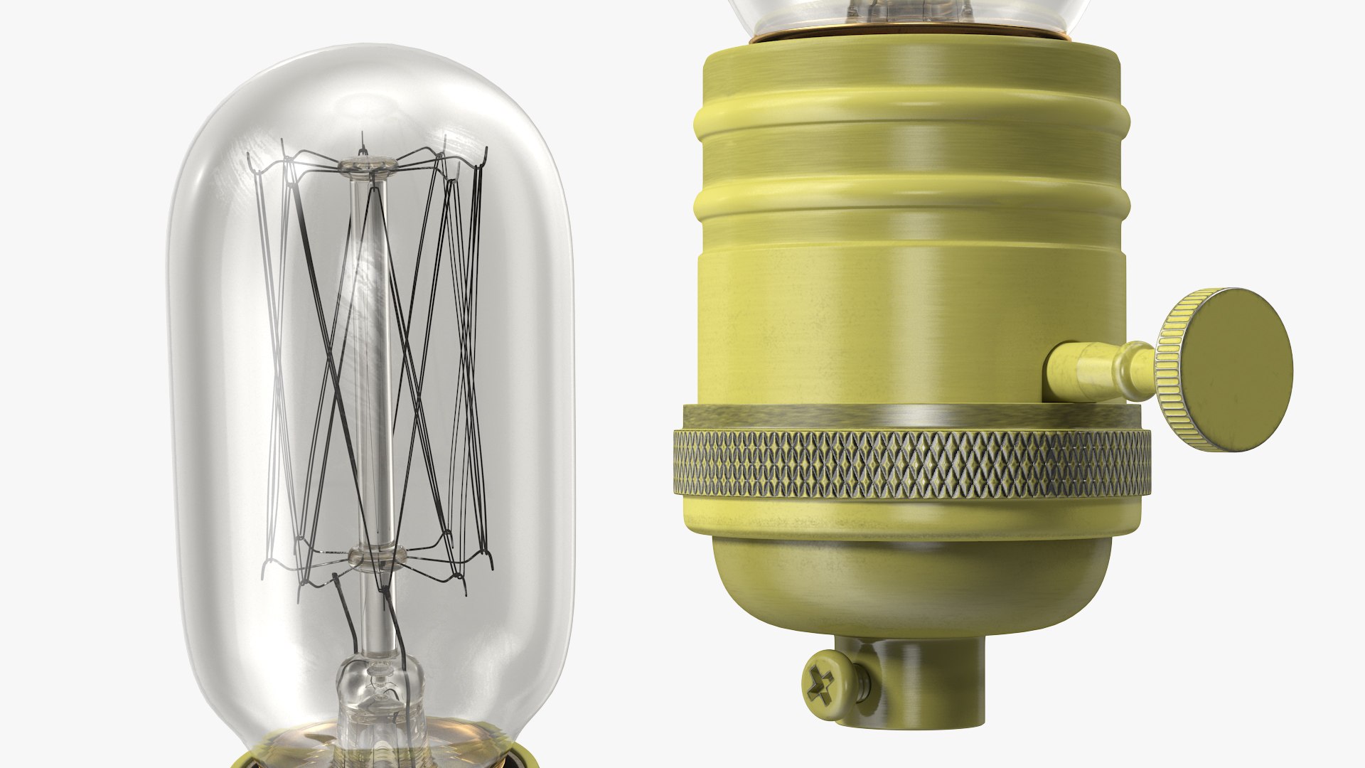 Brass Lamp Holder With Light Bulb 3D Model - TurboSquid 1835882