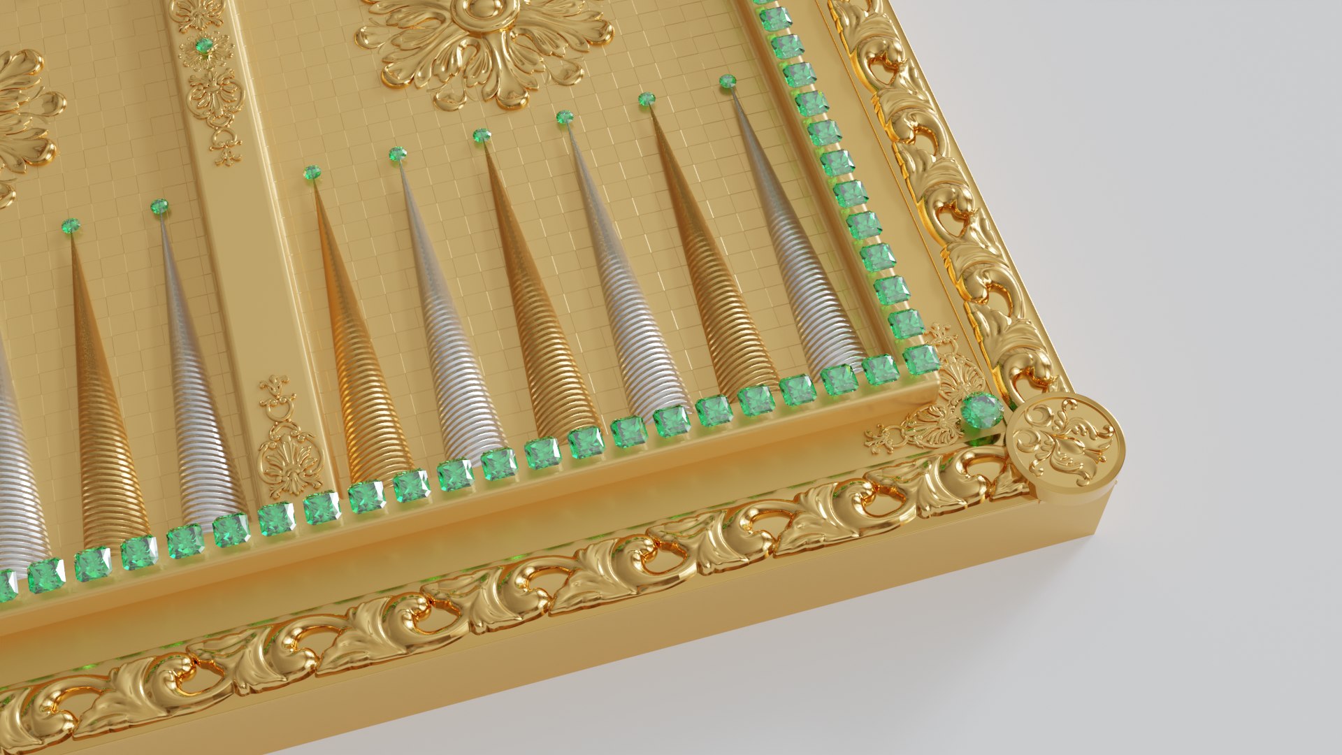 3D Golden Backgammon Game Board With Gems - TurboSquid 2386611