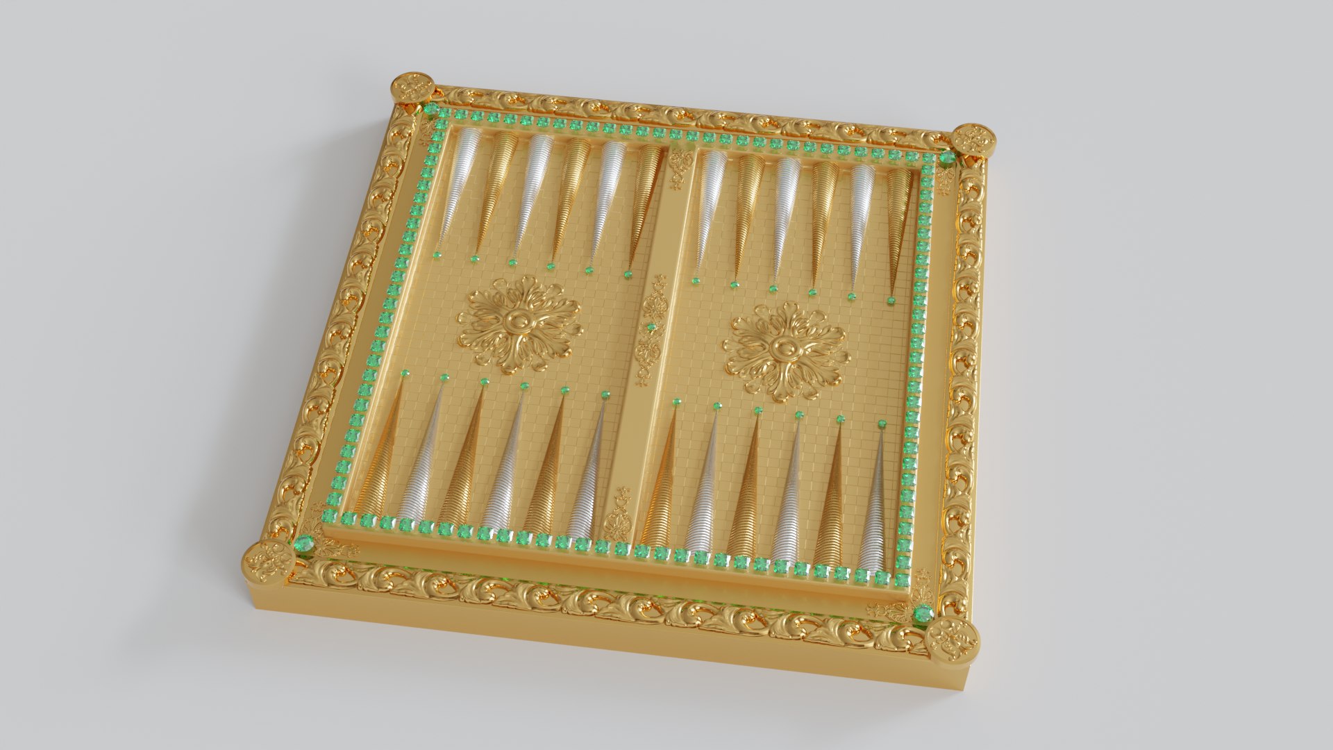 3D Golden Backgammon Game Board With Gems - TurboSquid 2386611