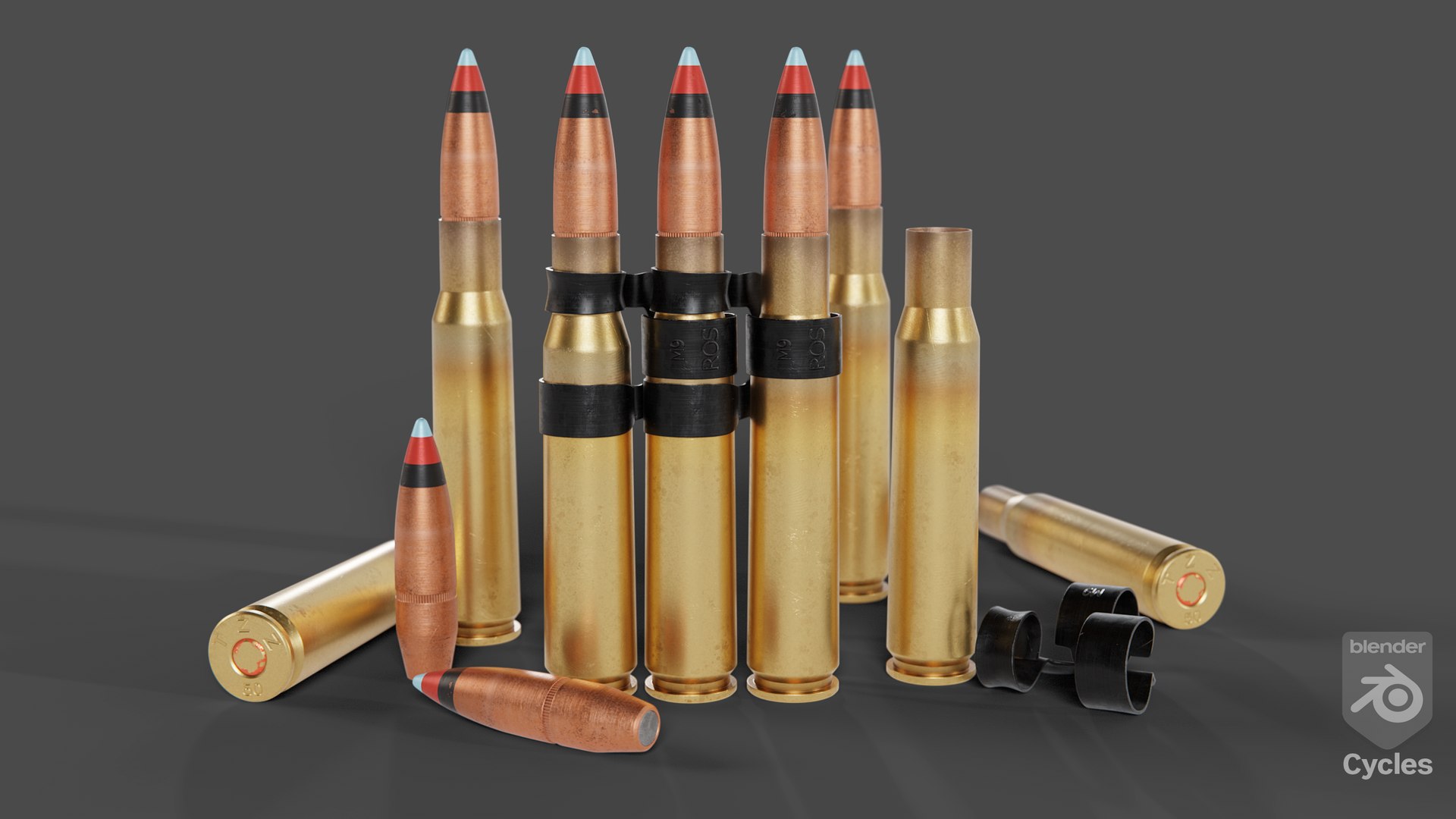 Cal 50 BMG TZZ Cartridge With M9 Link Belt 3D Model - TurboSquid 2269282