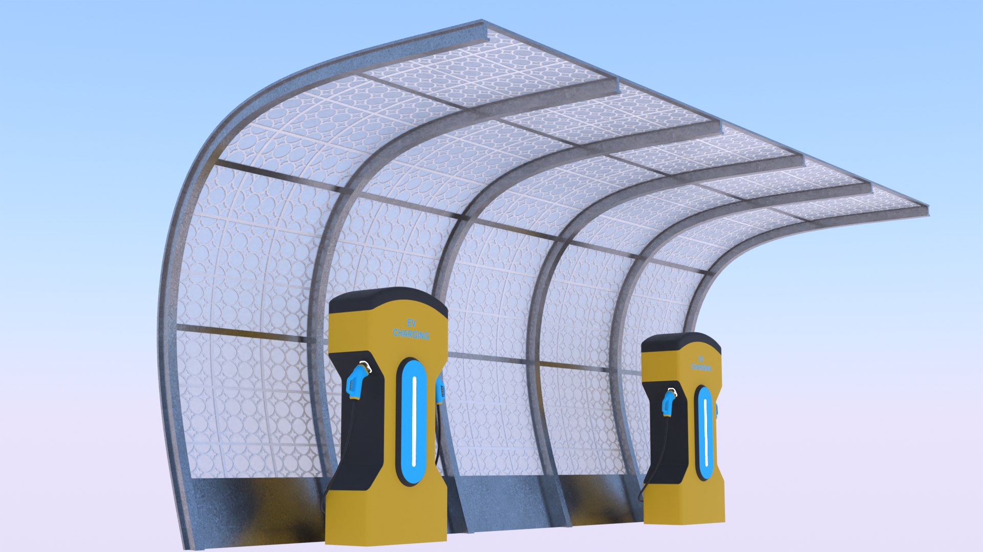 EV Charger Shelter PBR 8K 3D Model - TurboSquid 2141648