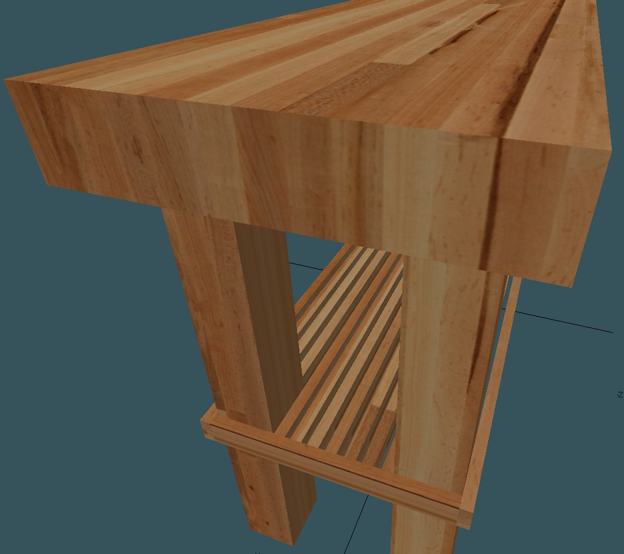 3d Butcher Block Table Model