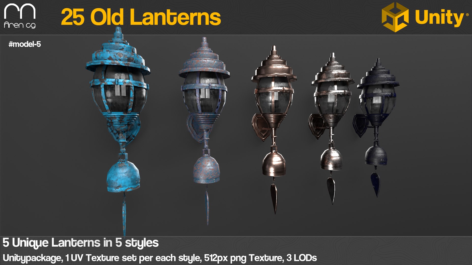 Aren -25 Old Lanterns - Unity package 3D model - TurboSquid 1872971