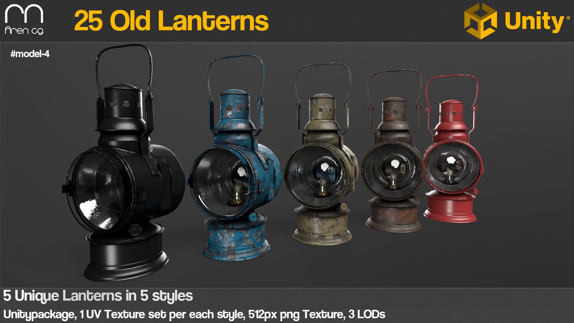 Aren -25 Old Lanterns - Unity package 3D model - TurboSquid 1872971