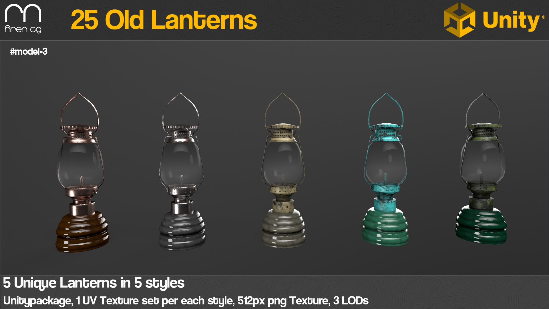 Aren -25 Old Lanterns - Unity package 3D model - TurboSquid 1872971