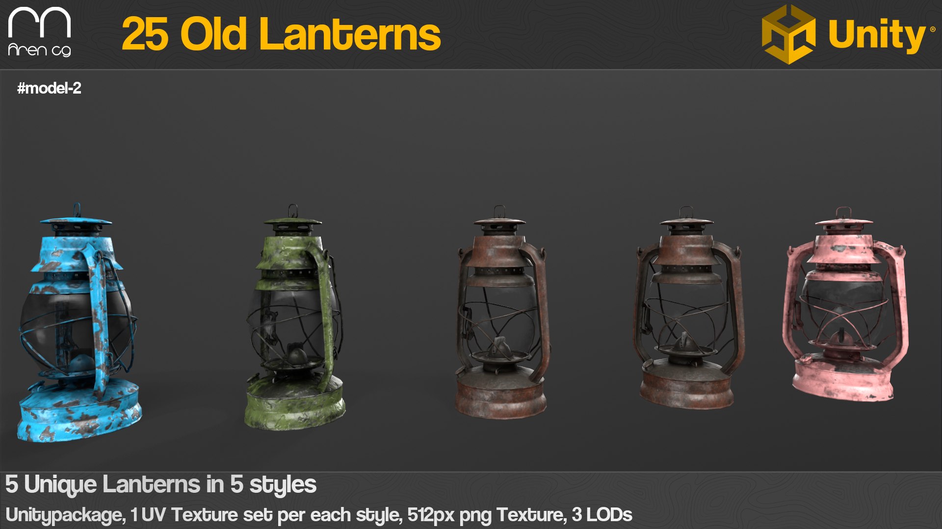 Aren -25 Old Lanterns - Unity package 3D model - TurboSquid 1872971