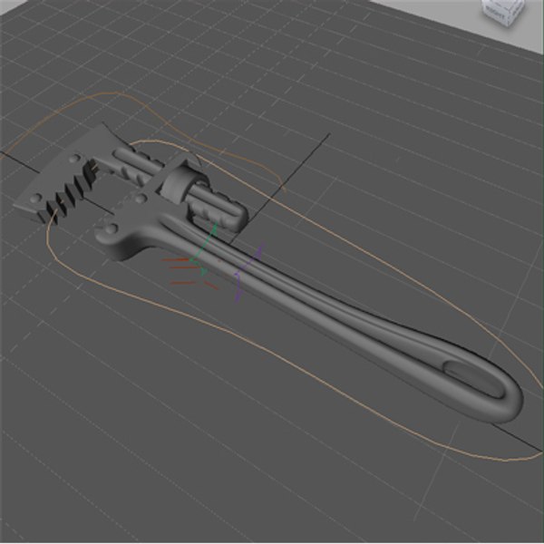 3d model stylized adjustable wrench