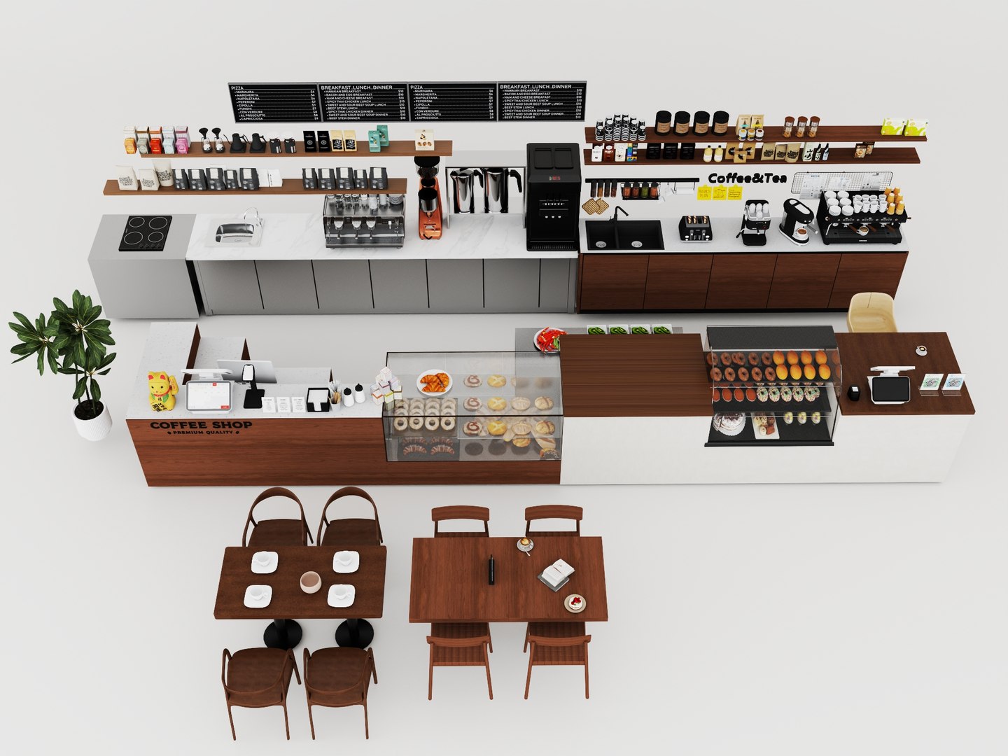 Modern Cafe Furniture Props Pack 3D Model - TurboSquid 2504083