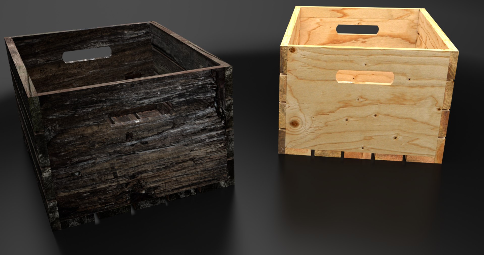 3d wooden crates open model
