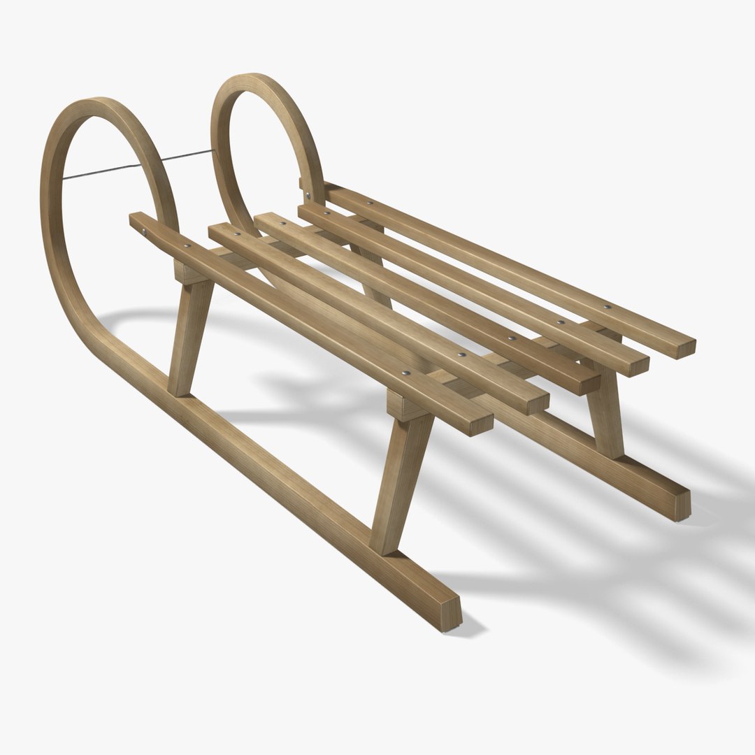 Wooden Sledge Wood 3d Model