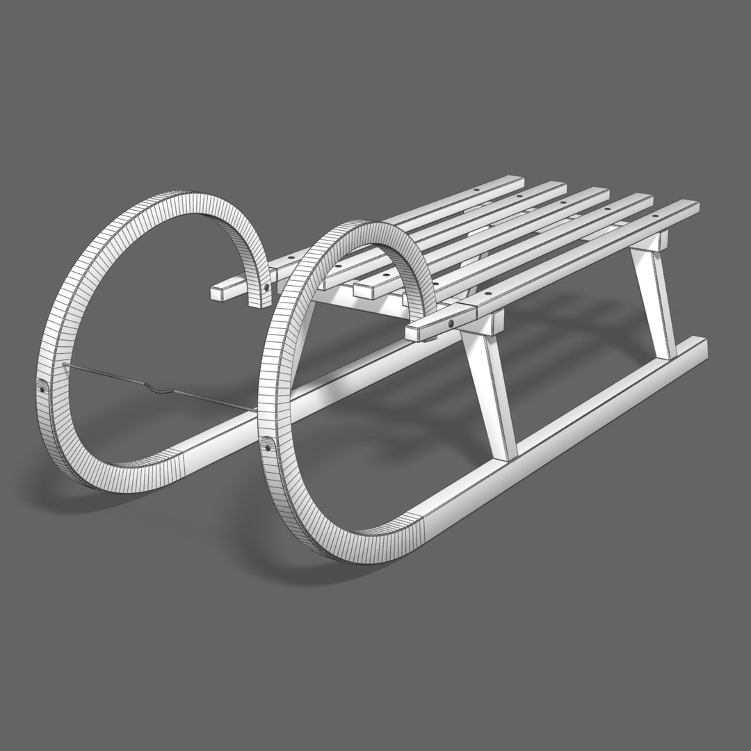 Wooden Sledge Wood 3d Model
