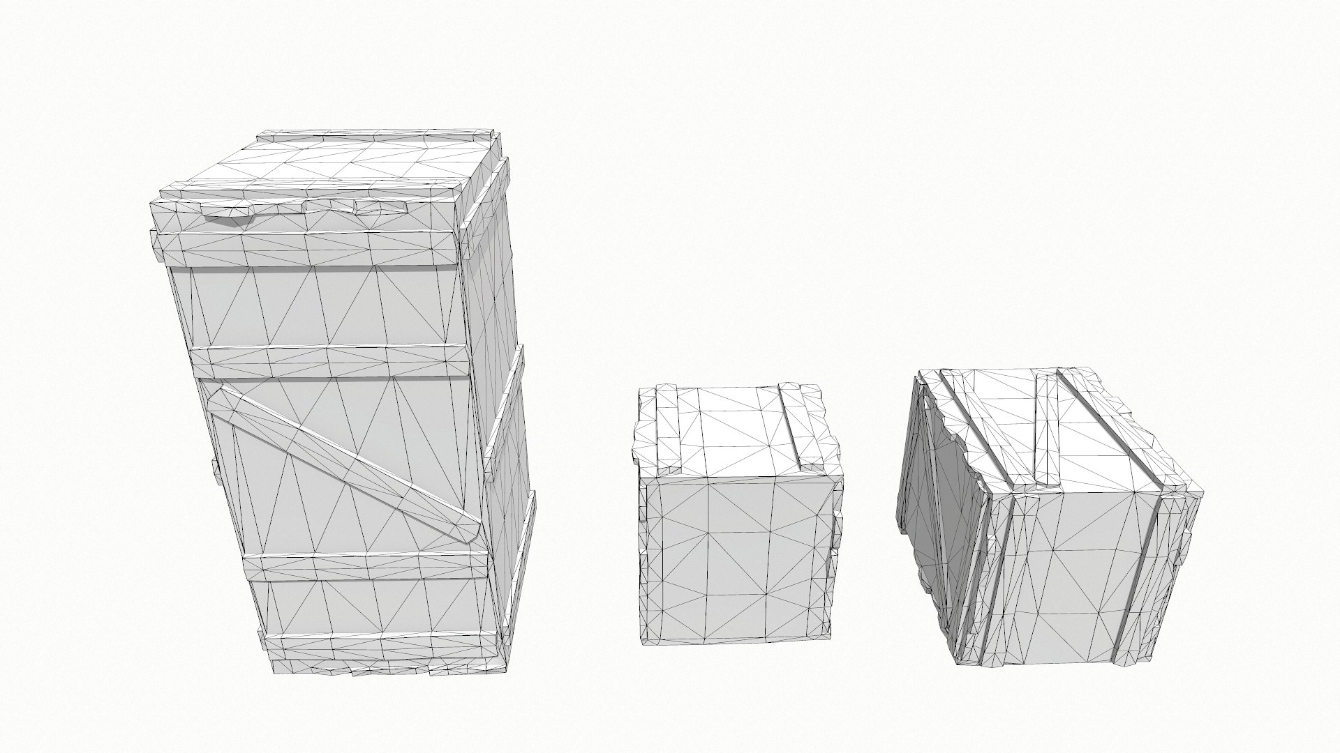 Free 3d Wooden Boxes Low Poly Pbr Turbosquid 2034679 
