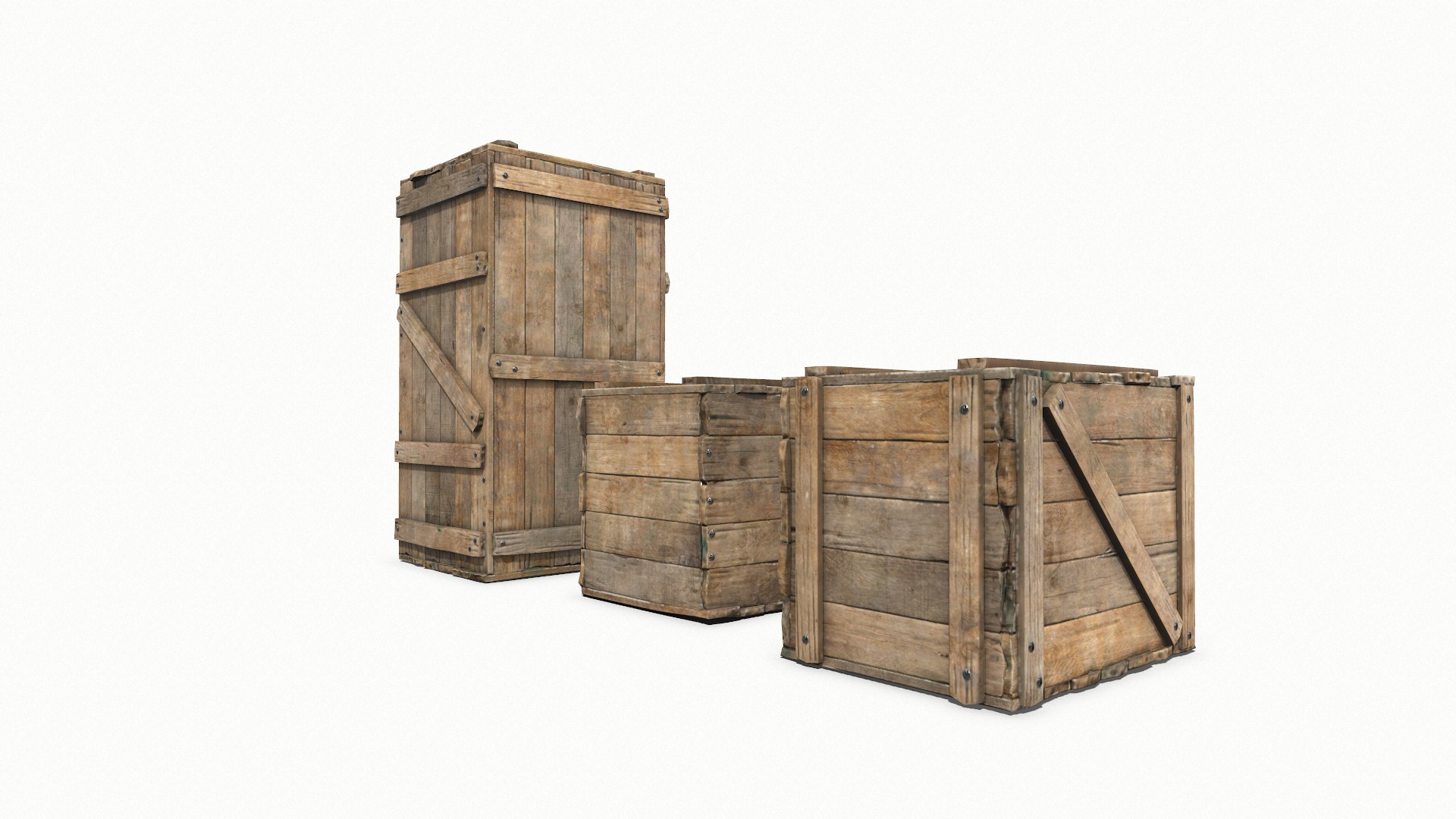 Free 3D Wooden Boxes Low-poly PBR - TurboSquid 2034679
