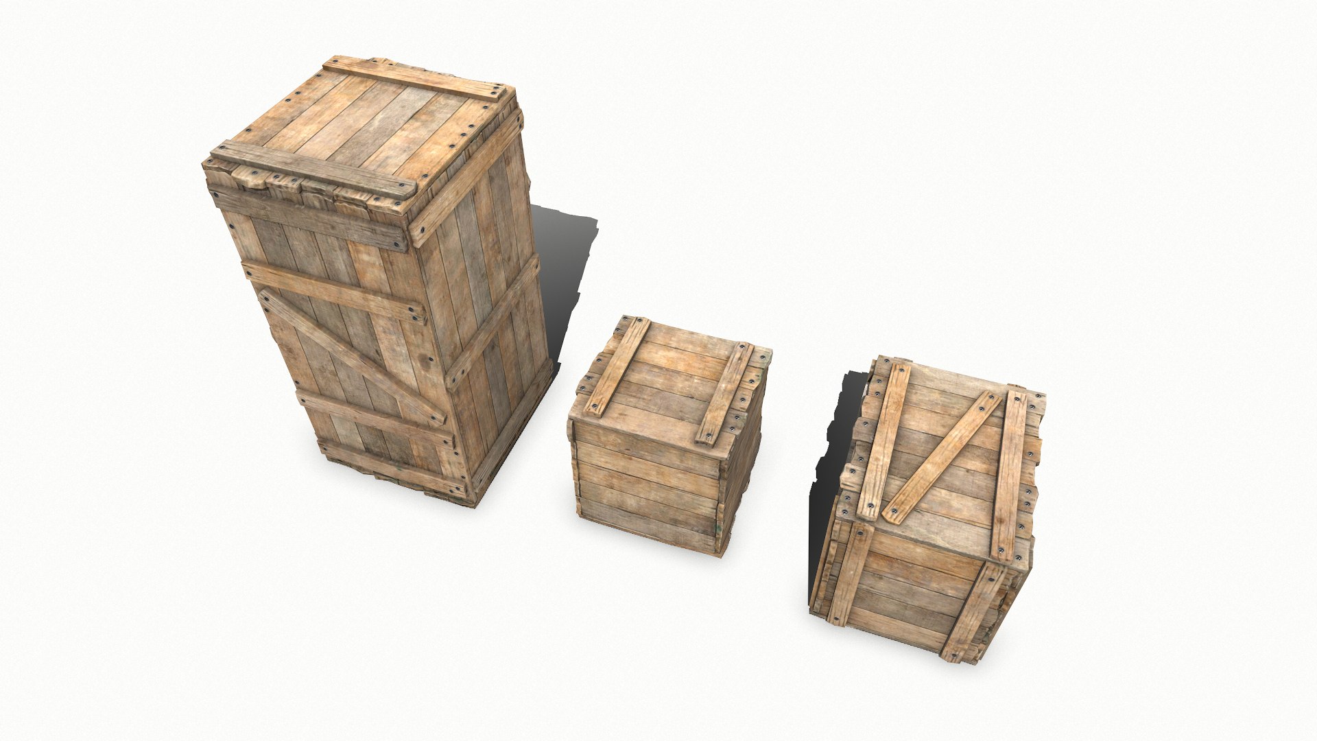 Free 3D Wooden Boxes Low-poly PBR - TurboSquid 2034679