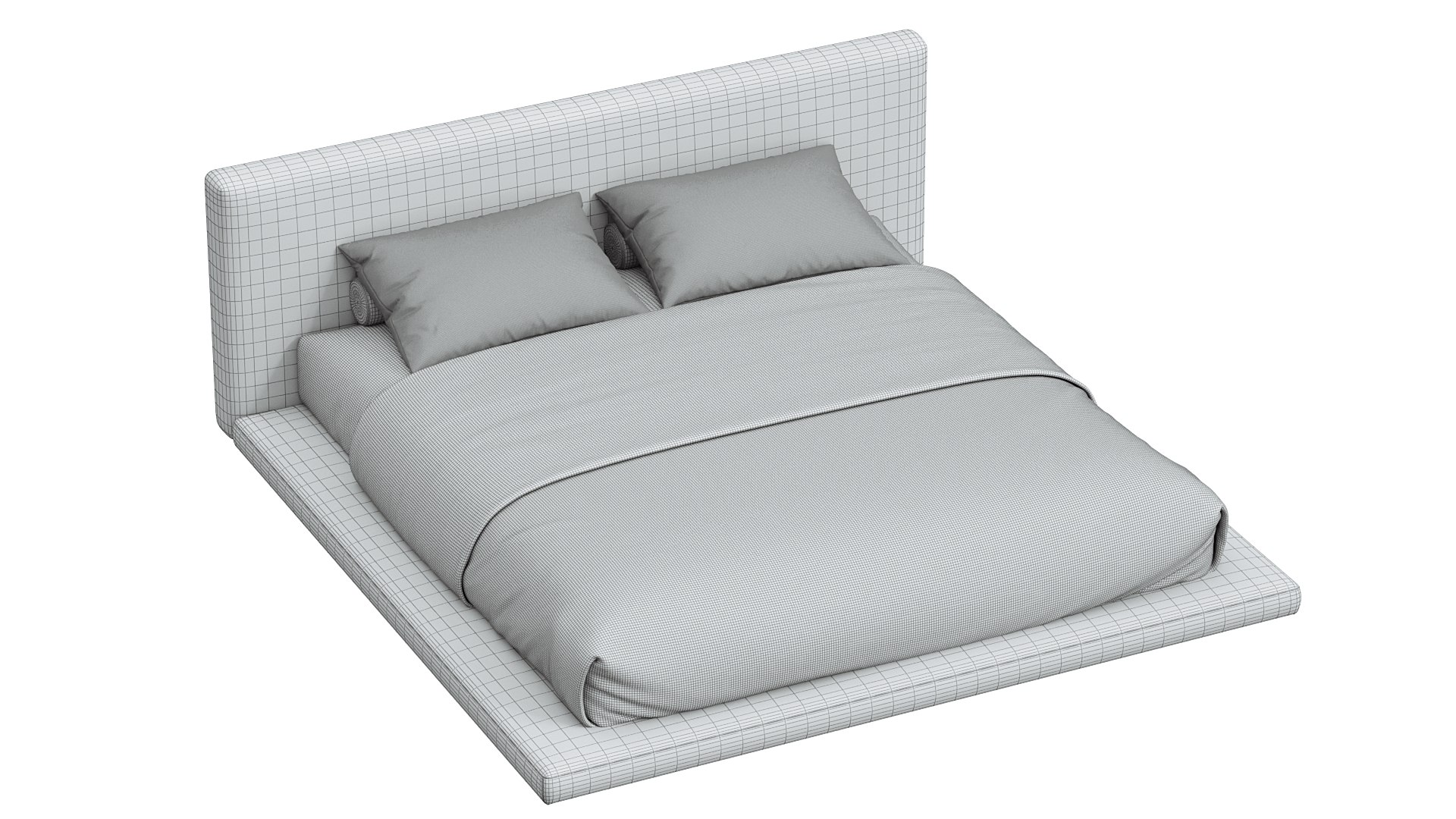 Cesar Suede Fabric Contemporary Minimalist Bed Frame King Size 3D ...