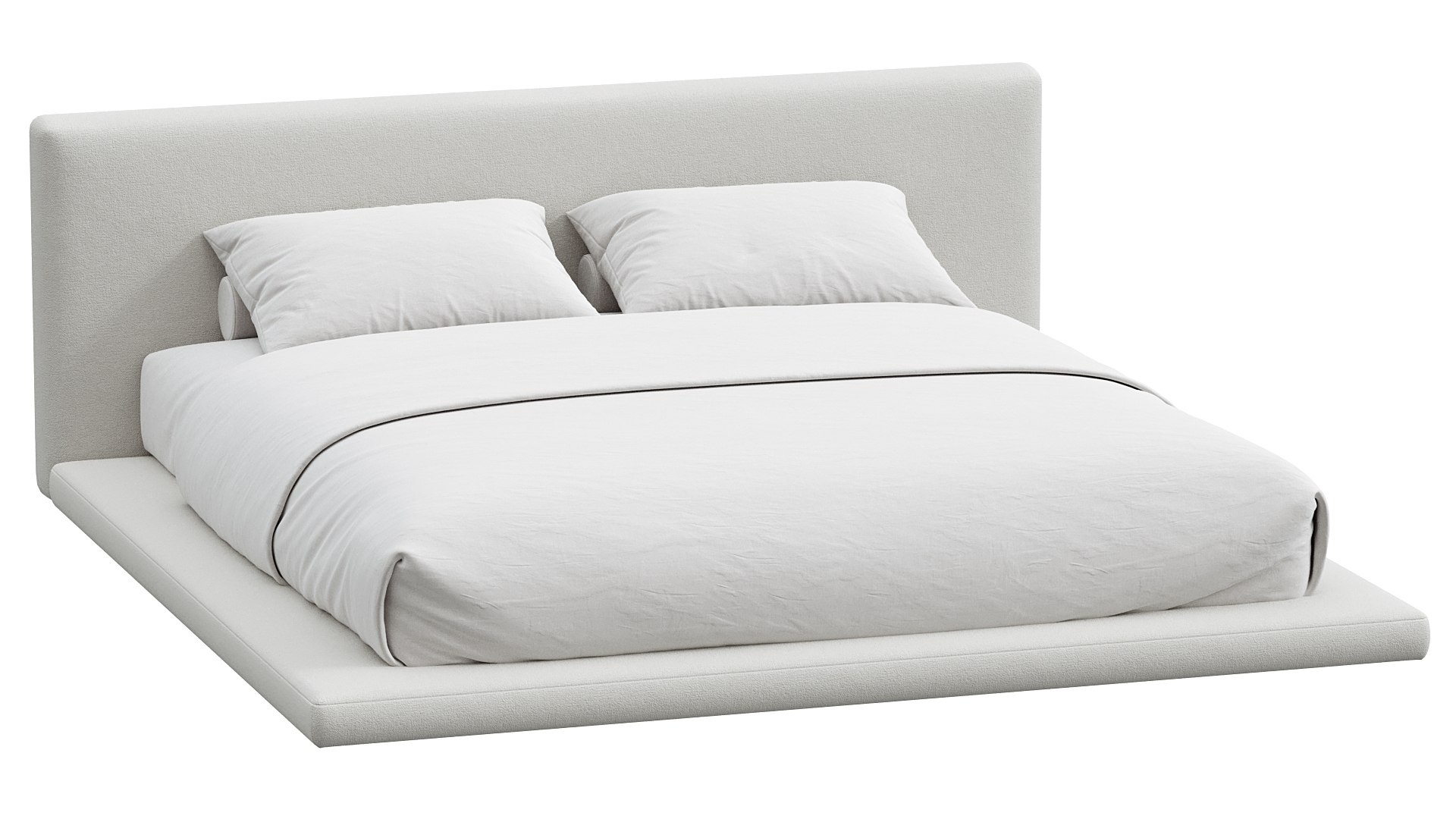 Cesar Suede Fabric Contemporary Minimalist Bed Frame King Size 3D ...