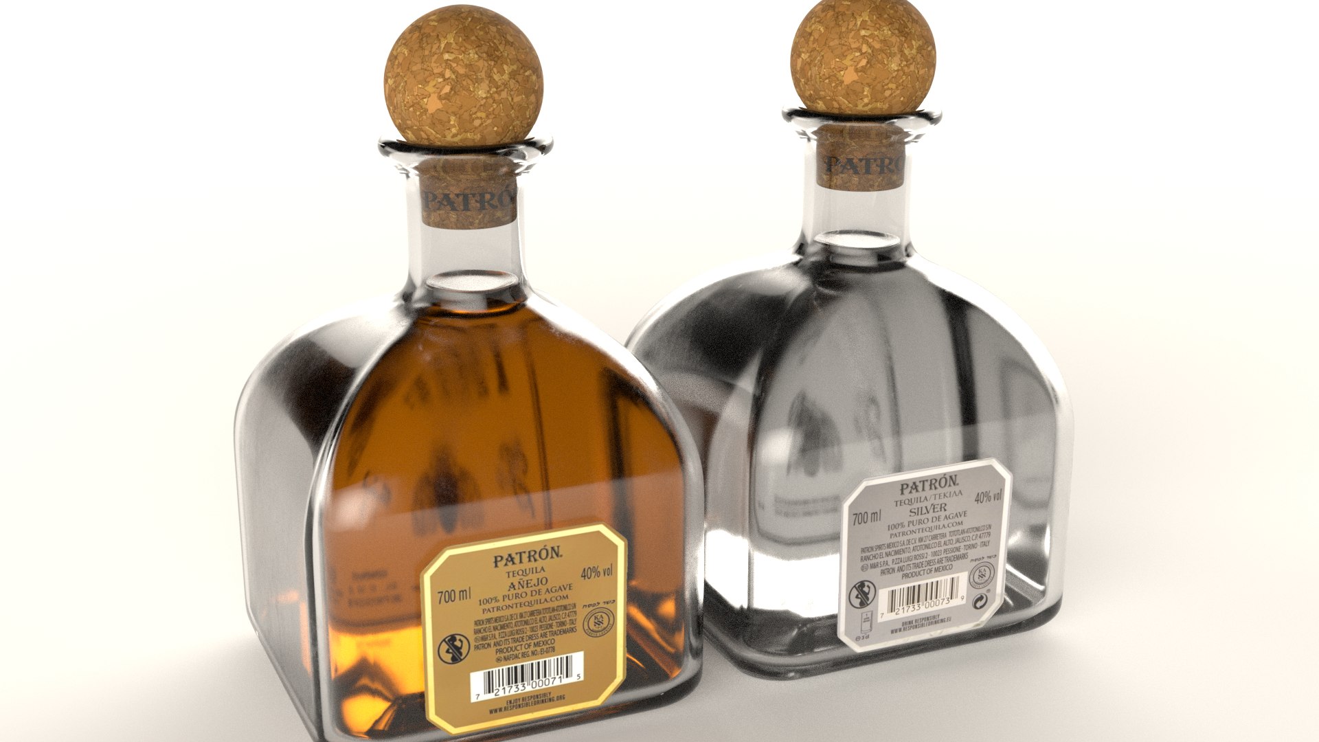 3D Patron Silver And Gold Tequila Alcohol Bottle - TurboSquid 2415442