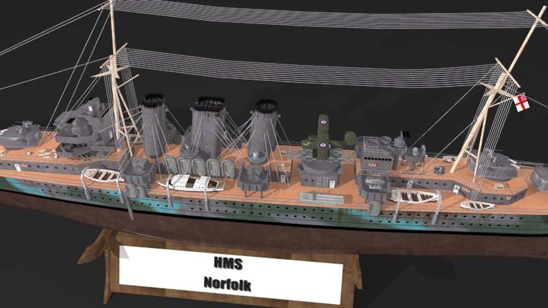 3D Model Hms Norfolk Heavy Cruiser - TurboSquid 1670519