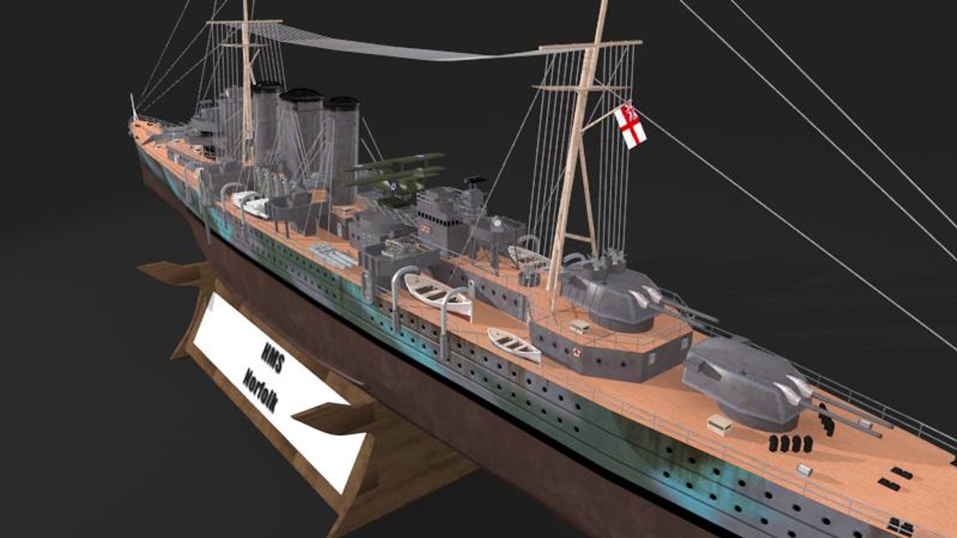 3D Model Hms Norfolk Heavy Cruiser - TurboSquid 1670519