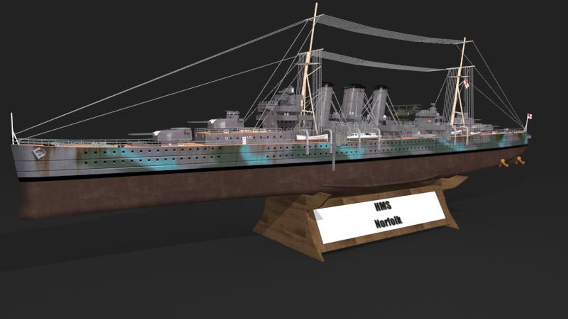 3D Model Hms Norfolk Heavy Cruiser - TurboSquid 1670519
